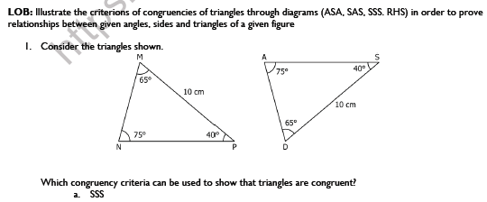 CBSE Class 9 Mathematics Triangles Worksheet Set C CBSE Class 9 Mathematics Triangles Worksheet Set C